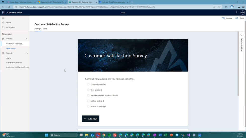 Power Automate for Dynamics 365 Customer Voice: Sending Surveys